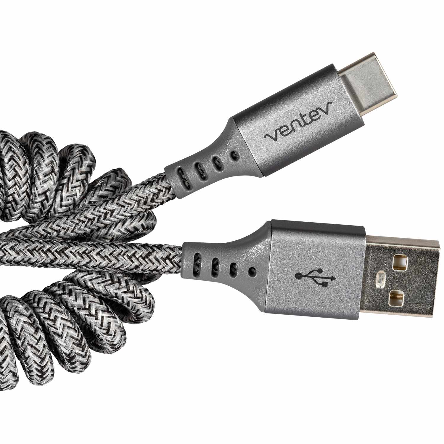 Charge/Sync Helix Coiled USB-C Cable 1ft Grey