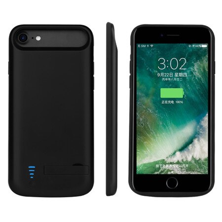 Hard Shell with Flex Gel Bezel Battery Case Black for iPhone SE/8/7/6S/6